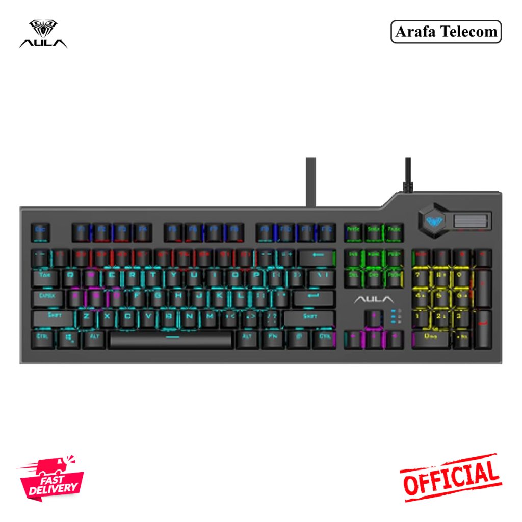 AULA F2063 Wired Mechanical Multi-Functional RGB Gaming Keyboard ...